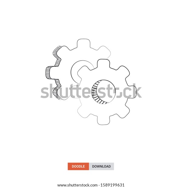 Doodle Sketch Cog Concept On White Stock Vector (Royalty Free ...