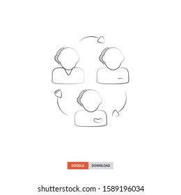 Doodle Sketch Collaboration Concept On White Stock Vector (Royalty Free ...