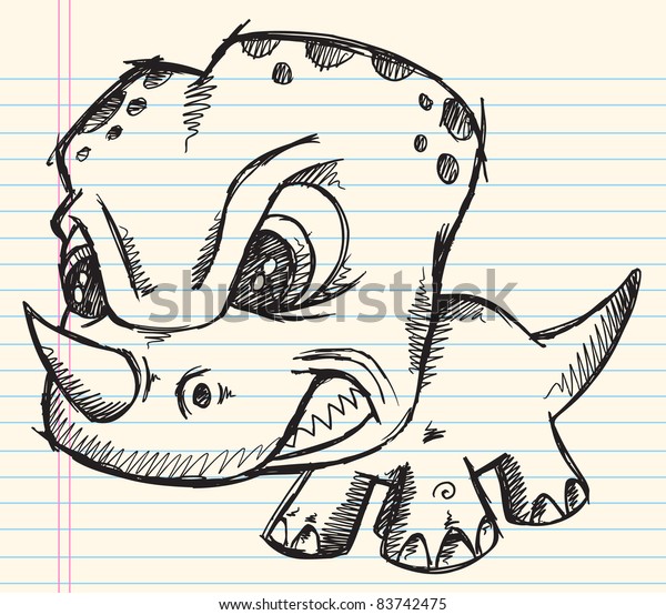 Doodle Sketch Mean Angry Dinosaur Notebook Lagervektor (royaltyfri ...