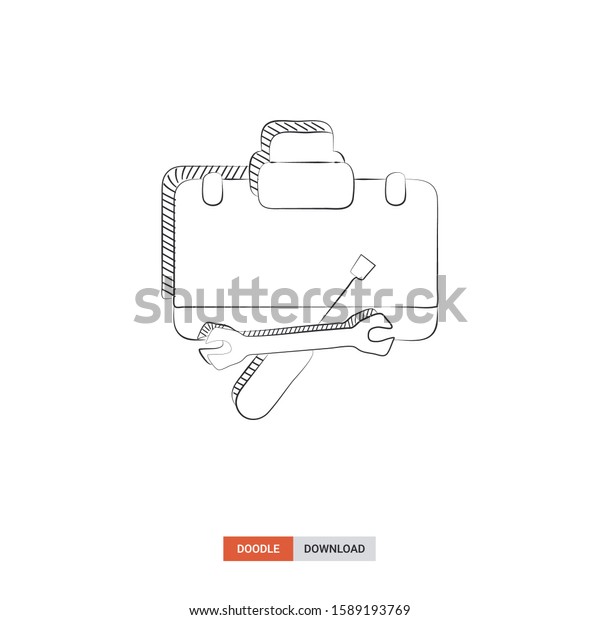 Doodle Sketch Toolbox Concept On White Stock Vector (Royalty Free ...