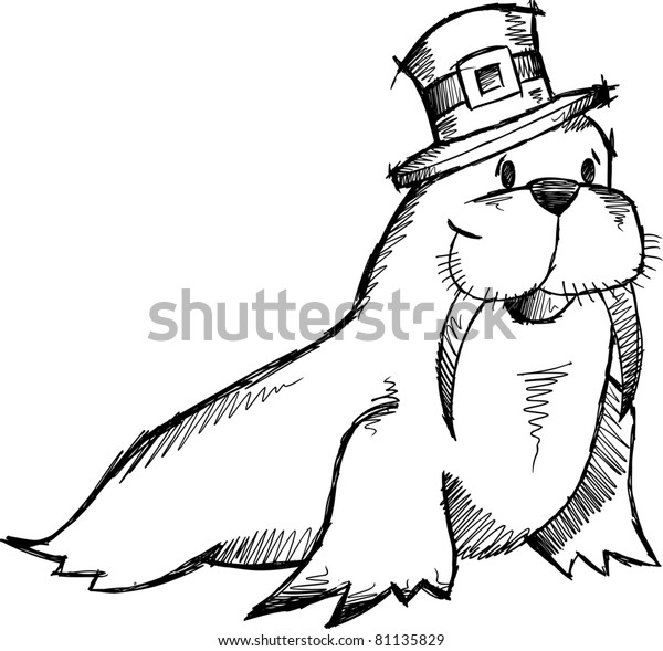 Doodle Sketch Walrus Vector Illustration Stock Vector (Royalty Free ...