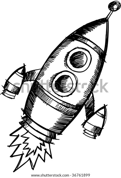 Doodle Sketchy Rocket Vector Illustration Stock Vector (Royalty Free ...