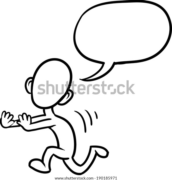 Doodle Small Person Running Scared Stock Vector (Royalty Free) 190185971