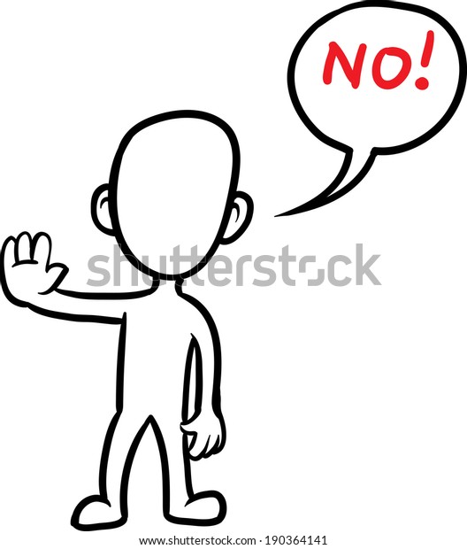 Doodle Small Person Saying No Stock Vector (Royalty Free) 190364141