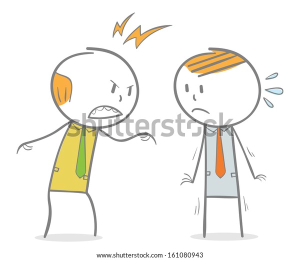 Doodle Stick Figure Boss Shouting His: vetor stock (livre de direitos ...
