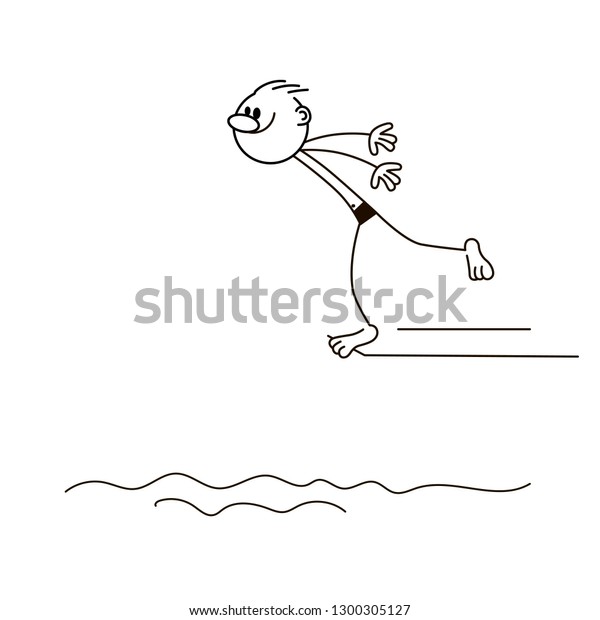 Doodle Stick Figure Boy Jumps Into Stock Vector (Royalty Free ...