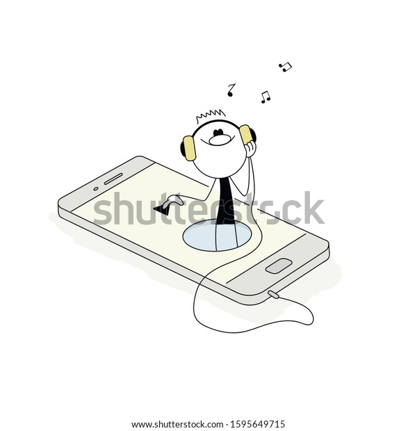 Doodle Stick Figure Happy Man Round Stock Vector (Royalty Free ...