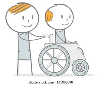 Doodle Stick Figure Helping Old Man Stock Vector (Royalty Free ...
