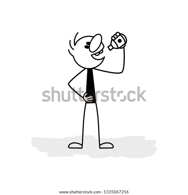 Doodle Stick Figure Stick Man Drinks Stock Vector (Royalty Free ...
