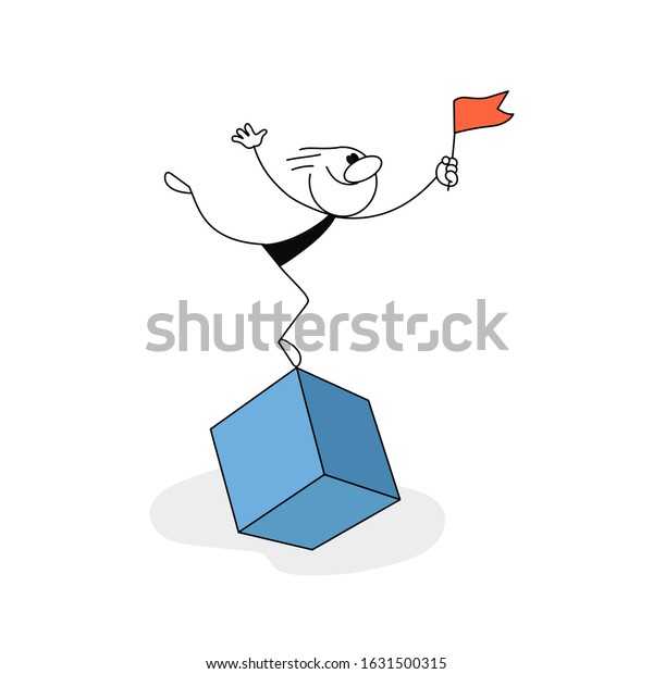 Doodle Stick Figure Man Flag On Stock Vector (Royalty Free) 1631500315 ...