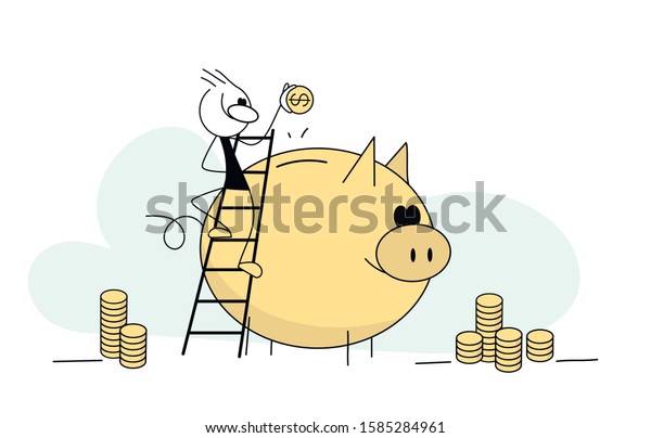 Doodle Stick Figure Man Going Put Stock Vector (Royalty Free ...