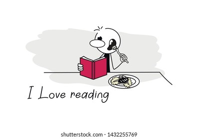 Doodle Stick Figure Man Reading Book Stock Vector (Royalty Free ...