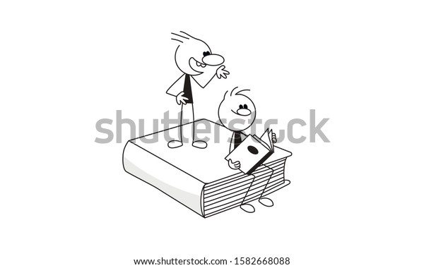 Doodle Stick Figure Man Reading Book Stock Vector (Royalty Free ...