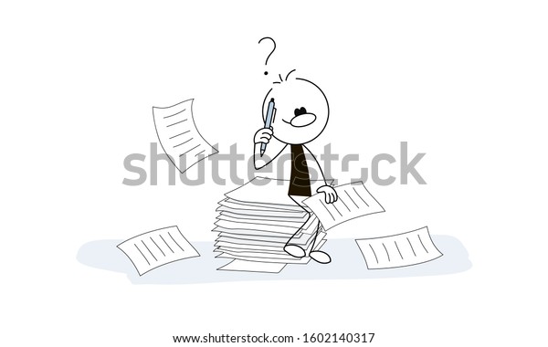 Doodle Stick Figure Paper Work Report Stock Vector (Royalty Free ...