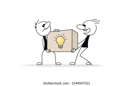 Doodle Stick Figure Two Men Carry 库存矢量图（免版税）1549047521 | Shutterstock
