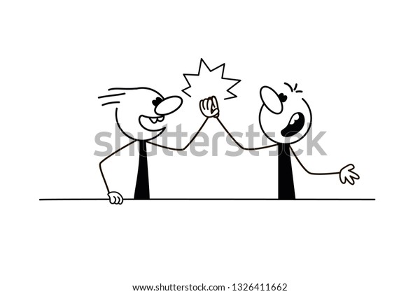 Doodle Stick Figure Two Men Meeting: vetor stock (livre de direitos ...