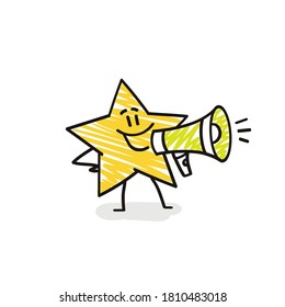 Doodle Stick Figures Funny Star Speaks Stock Vector (Royalty Free ...