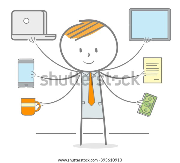 Doodle Stick Man Hand Holding Varaious Stock Vector (Royalty Free ...