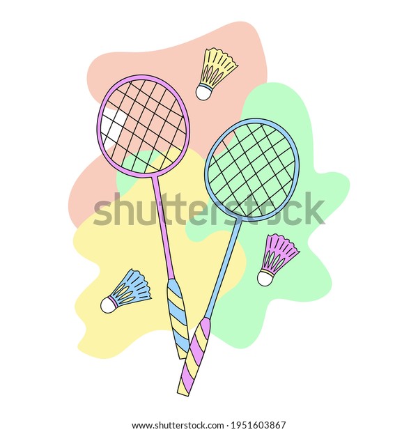 Doodle Style Badminton Rackets Shuttlecocks Vector Stock Vector ...