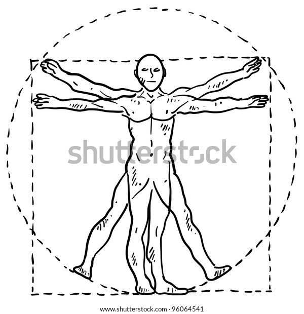 Doodle Style Da Vinci Human Body Stock Vector (Royalty Free) 96064541