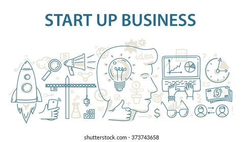 Doodle Style Design Concept Start Business: vector de stock (libre de ...