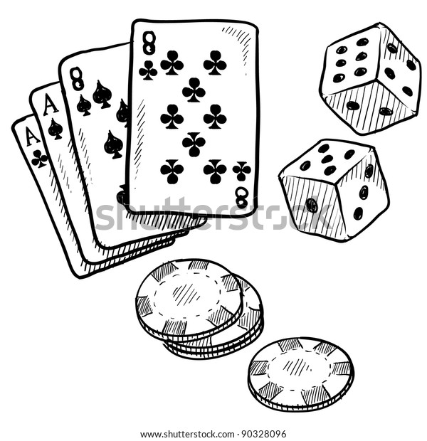 Doodle Style Gambling Vector Illustration Playing Stock Vector (Royalty ...