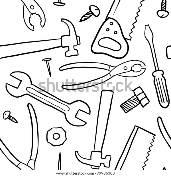 Doodle Style Mechanic Carpenter Handyman Tool Stock Vector (Royalty ...