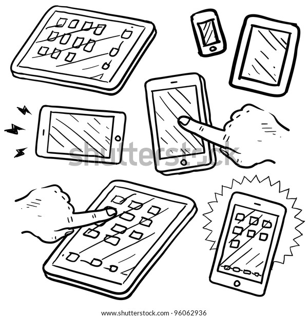 Doodle Style Mobile Devices Smartphones Vector Stock Vector (Royalty ...