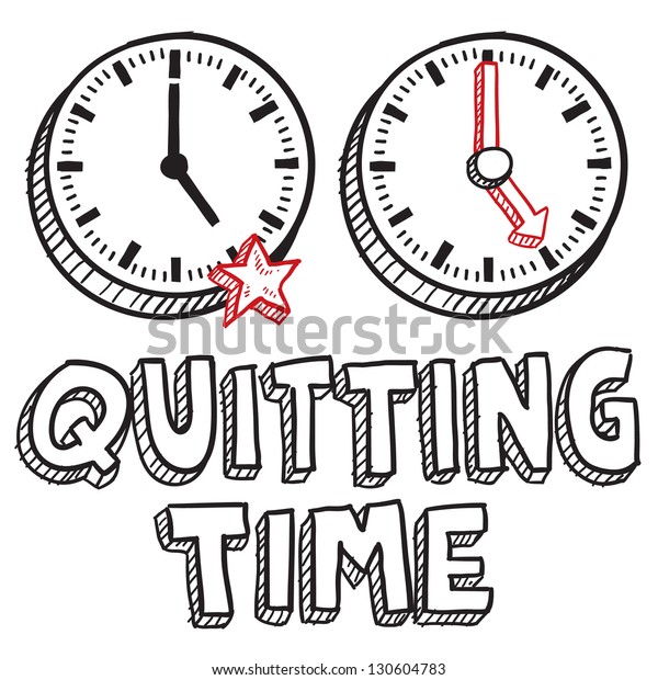 Doodle Style Quitting Time Illustration Vector Stock Vector (Royalty ...