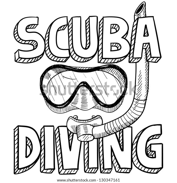 Doodle Style Scuba Diving Illustration Vector Stock Vector (Royalty ...
