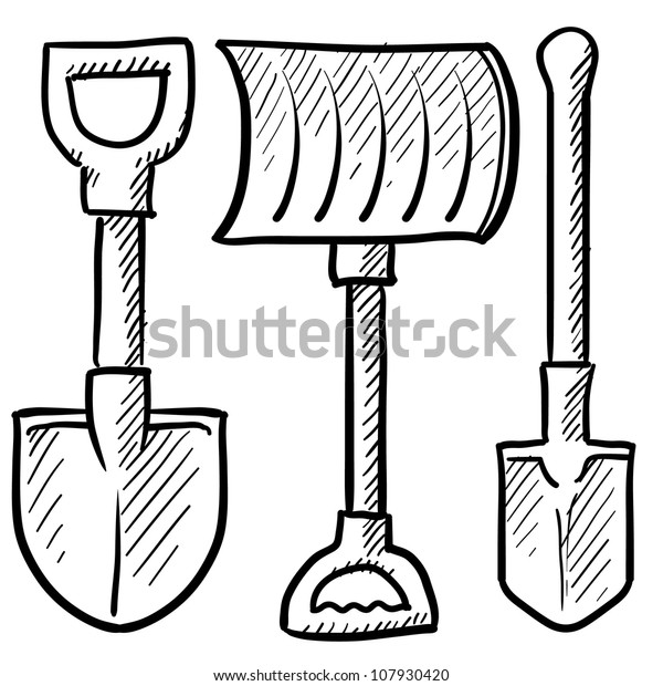 Doodle Style Shovel Sketch Vector Format Stock Vector (Royalty Free ...