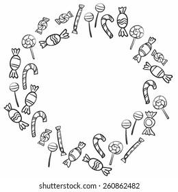 Doodle Sweets Arranged Circle Frame Design Stock Vector (Royalty Free ...