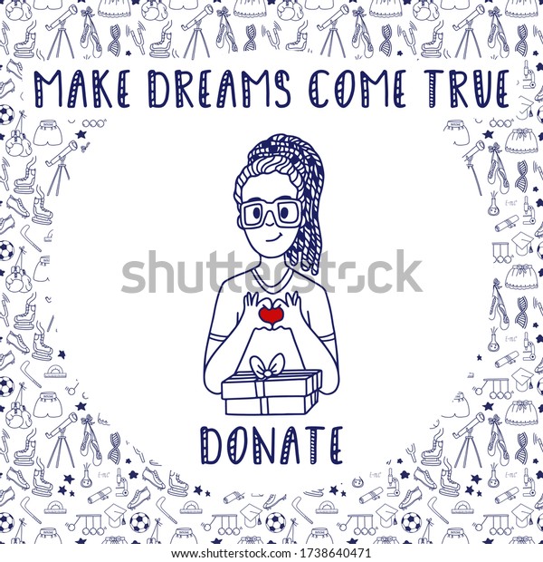 Doodle Vector Concept Charity Education Donate Stock Vector (Royalty ...