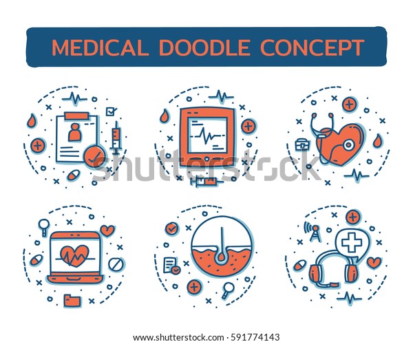 Doodle Vector Illustrations Medical Concepts Stock Vector (Royalty Free ...