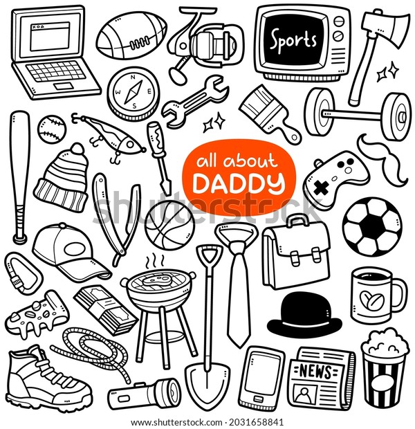 Doodle Vector Set Daddy Related Objects Stock Vector (Royalty Free ...