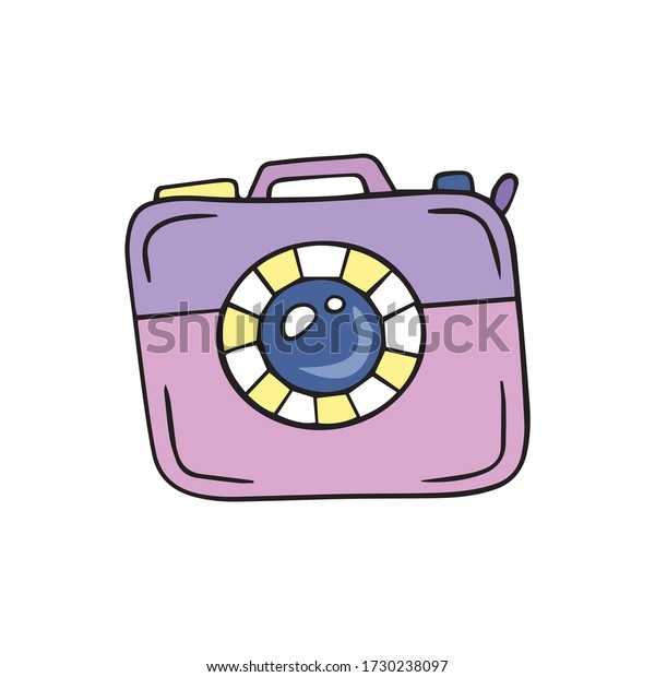 Doodle Violet Camera Vector Illustration Isolated Stock Vector (Royalty ...
