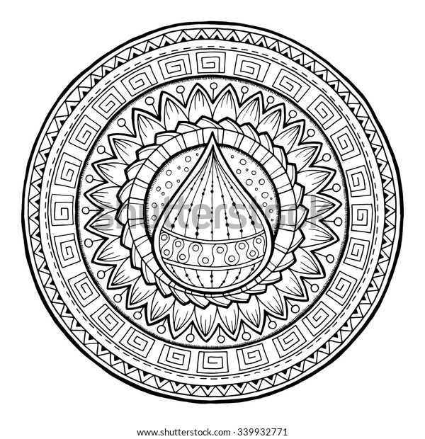 Doodle Water Drop On Tribal Circle: Stock-Vektorgrafik (Lizenzfrei ...