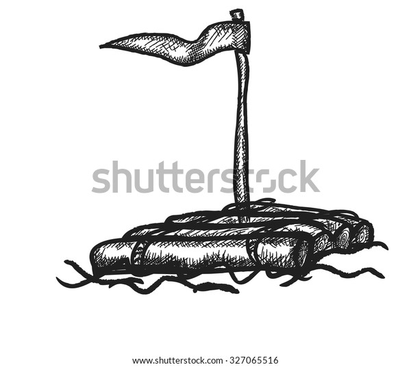 Doodle Wooden Raft Flag Vector Illustration Stock Vector (Royalty Free ...