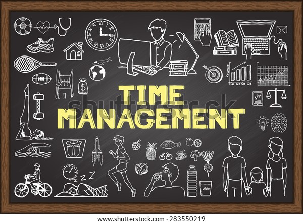 Doodles About Time Management On Chalkboard Stock Vector (Royalty Free ...