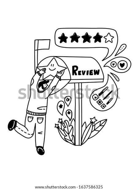 Doodles Feedback Review Send Customer Happy Stock Vector (Royalty Free ...