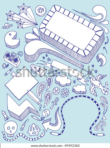 Doodles Fill On Blue Background Stock Vector (Royalty Free) 49492360 ...