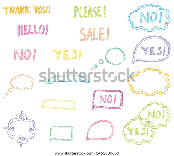 Doodles Text Sketch Style Hand Drawn Stock Vector (Royalty Free ...