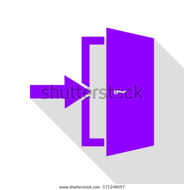 Door Exit Sign Violet Icon Flat Stock Vector (Royalty Free) 571248097 ...
