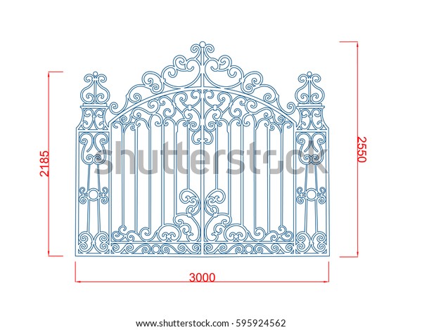 Door Gate Vector Line Art Dimension Stock Vector (Royalty Free ...