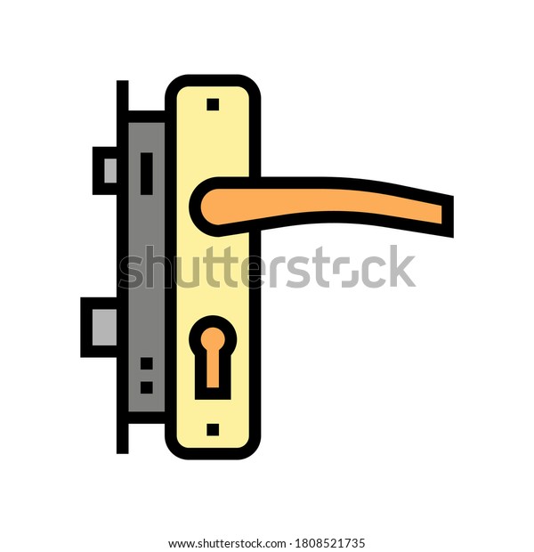 Door Handle Lock Color Icon Vector Stock Vector (Royalty Free ...