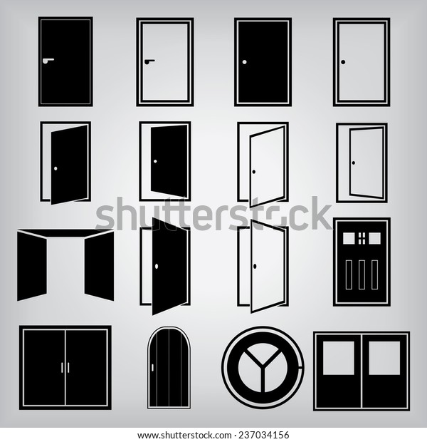 Icônes Porte : image vectorielle de stock (libre de droits) 237034156