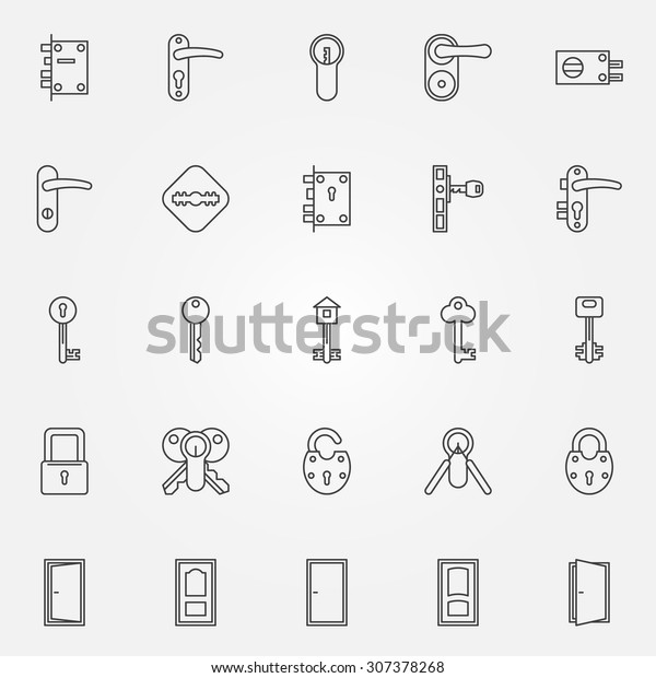 Door Lock Icons Vector Set Door Stock Vector (Royalty Free) 307378268
