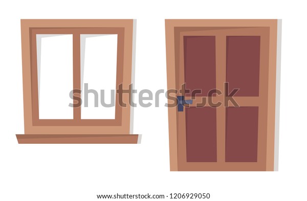 Door Window Cartoon Vector Illustration Vintage Stock Vector (Royalty ...