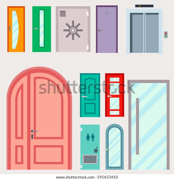 Doors Isolated Vector Illustration Entrance Doorway: เวกเตอร์สต็อก ...