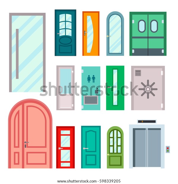 Doors Isolated Vector Illustration Entrance Doorway: เวกเตอร์สต็อก ...